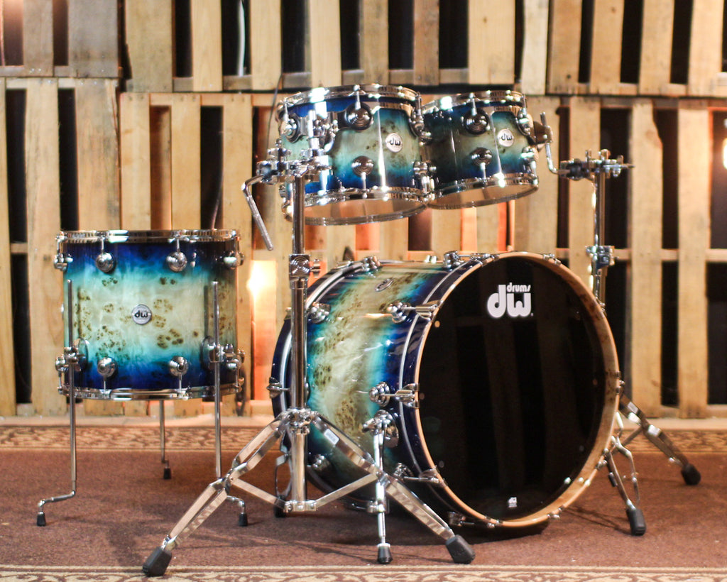 DW Collector's Maple SSC Regal to Royal Blue Burst over Mapa Burl Drum ...