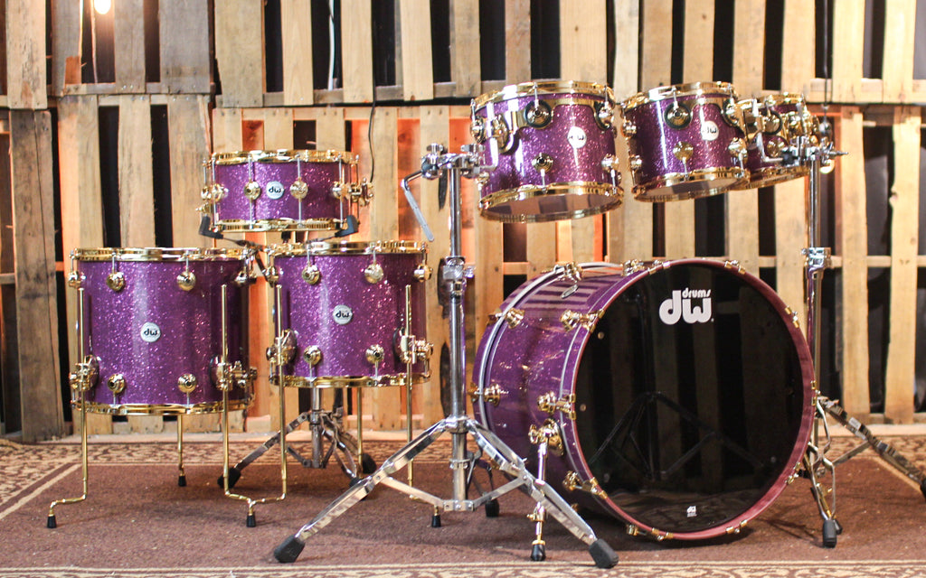 DW Collector's Purpleheart Purple Glass Drum Set - 22,8,10,12,14,16,14 ...